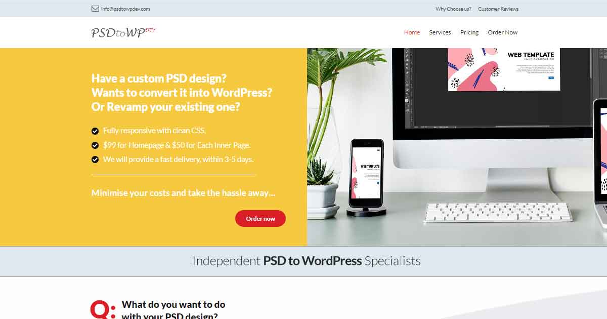 PSD to WordPress conversion services